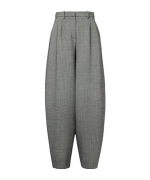 Magda Butrym Herringbone Wool-blend Barrel-leg Pants - Grey