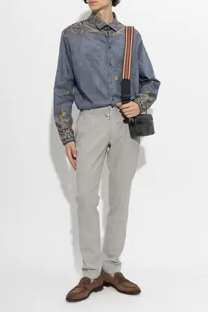 Etro Cotton Muslin Shirt With Placed Pegaso Print
