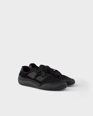 Prada Speedrock Leather And Mesh Fabric Sneakers