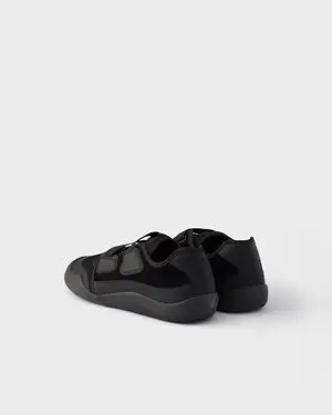 Prada Speedrock Leather And Mesh Fabric Sneakers
