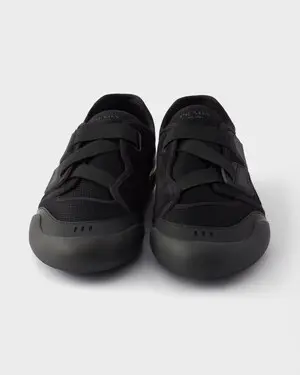 Prada Speedrock Leather And Mesh Fabric Sneakers
