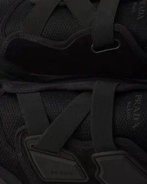 Prada Speedrock Leather And Mesh Fabric Sneakers