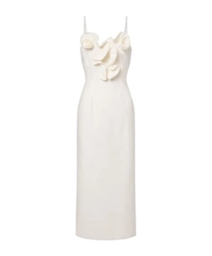 Magda Butrym Floral Appliqué Cotton Midi Dress - White