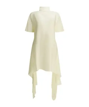 Alaïa Asymmetrical High Neck Dress With Short Sleeves