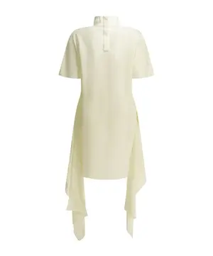 Alaïa Asymmetrical High Neck Dress With Short Sleeves