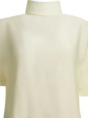 Alaïa Asymmetrical High Neck Dress With Short Sleeves