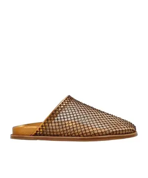 FORTE_FORTE Round-toe Slippers With Mesh Detail - Gold