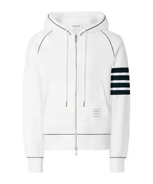 Thom Browne Loopback Stripe-detail Hoodie - White