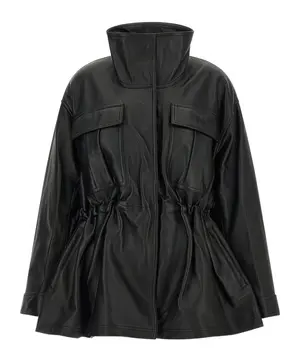 RÓHE Long-sleeved Leather Jacket - Black