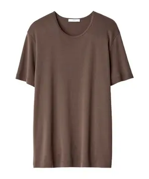 LEMAIRE Scoop-neck T-shirt In Ribbed Jersey - Carob