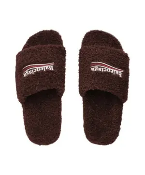Balenciaga Furry Open Mule In Châtaigne
