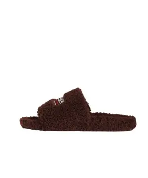Balenciaga Furry Open Mule In Châtaigne