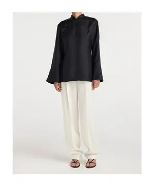 RÓHE Pankou Closure Top With Mandarin Collar And Long Sleeves