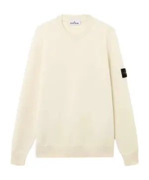 Stone Island Ribbed-knit Crew-neck Sweater - Ivory