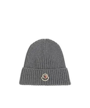 Moncler Ribbed Knit Hat - Grey