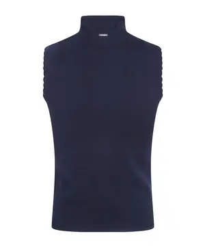 TWINSET Sleeveless High Neck Knit Top With Crochet Lace Cuffs - Black