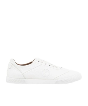 Giorgio Armani Sneaker In Leather With A Rubber Sole - White