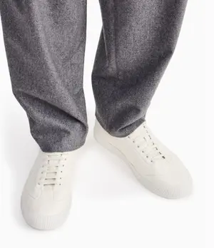Giorgio Armani Sneaker In Leather With A Rubber Sole