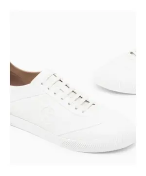 Giorgio Armani Sneaker In Leather With A Rubber Sole