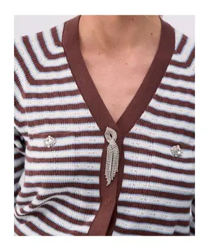 Liu Jo Striped Jewel-button Cardigan