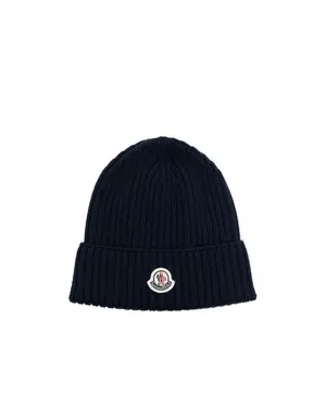 Moncler Ribbed Knit Hat - Blue