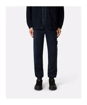 Stone Island Cargo Trousers With Elastic Waist - Navy Blue