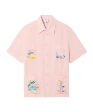 Casablanca Phantasmagoria Embroidered Short Sleeve Shirt - Pink