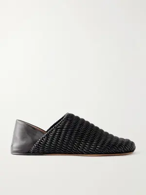 JW Anderson Woven Leather Mules - Black