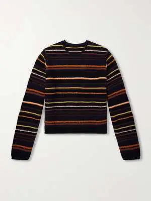 Sacai Striped Wool-blend Sweater - Black