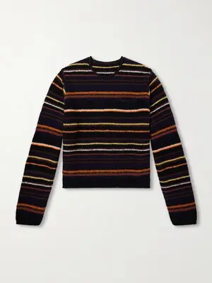 Sacai Striped Wool-blend Sweater - Black