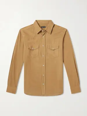 TOM FORD TOM FORD - Slim-Fit Cotton-Corduroy Shirt - Men - Brown  Brown