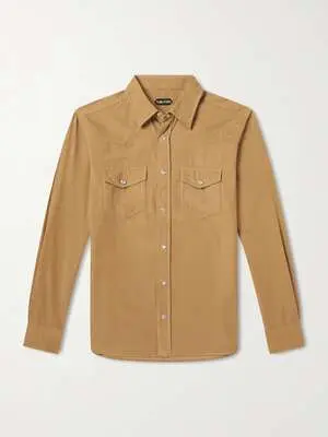 TOM FORD Slim-fit Cotton-corduroy Shirt - Tan