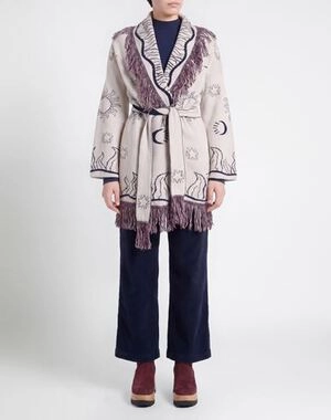 SHIRTAPORTER Multicolor Wool, Viscose, Polyamide, And Cashmere Long Sleeve Cardigan With Fringes And Belt