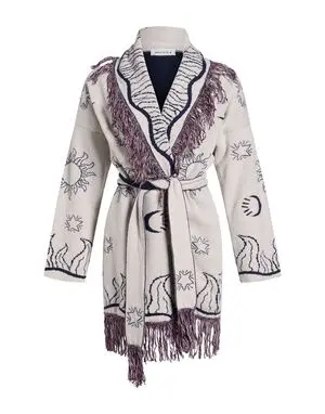 SHIRTAPORTER Multicolor Wool, Viscose, Polyamide, And Cashmere Long Sleeve Cardigan With Fringes And Belt