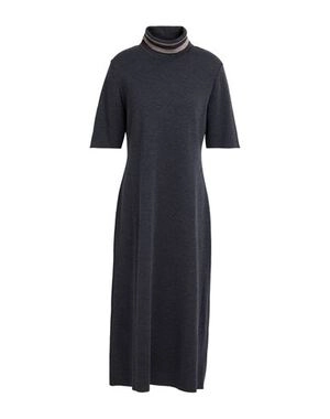 PUROTATTO Midi Dress Charcoal Size Merino Wool - Grey