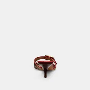 COACH Margot Sandal In Signature Jacquard - Khaki/poppy