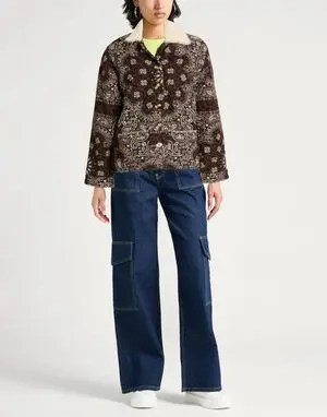ARIZONA LOVE Puffer Cotton Linen Paisley Print Jacket - Brown