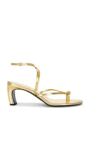 Tory Burch Pierced Strappy Heel Sandal In Metallic Gold