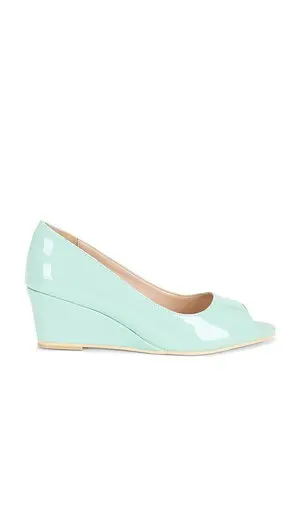 NIIHAI Open Toe Vinyl Mule Wedge In Baby Blue