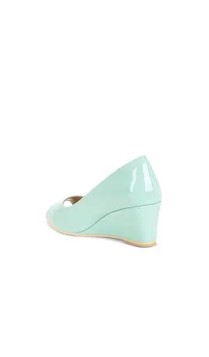 NIIHAI Open Toe Vinyl Mule Wedge In Baby Blue