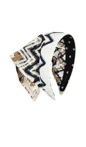 Lele Sadoughi Jackie Crochet Handkerchief Headband In Navy,creme