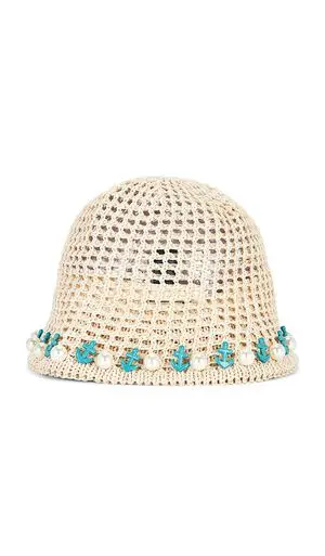 Lele Sadoughi Maya Pearl Anchor Bucket Hat