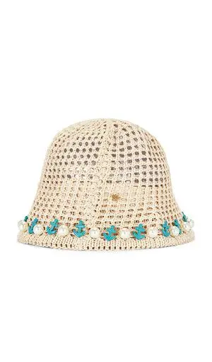 Lele Sadoughi Maya Pearl Anchor Bucket Hat
