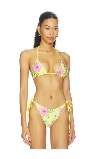 Frankies Bikinis Nick Beaded Satin Bikini Top