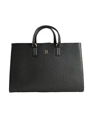 Tommy Hilfiger Leather Tote Handbag - Black