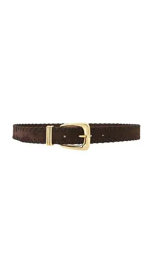Veronica Beard Whipstitch Arch Belt In Brown - Espresso