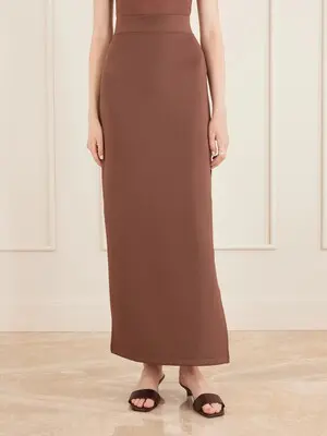 THE PARK Hailey Stretch-jersey Maxi Skirt With Slit - Dark Brown