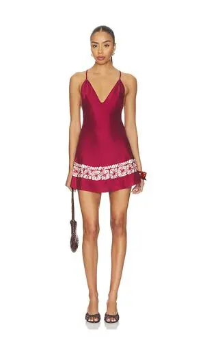 Frankies Bikinis Colette Silk Mini Dress In Burgundy - Postcard From Paradise