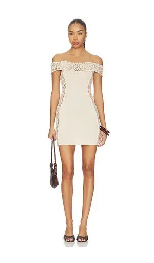 Frankies Bikinis Fleur Crochet Mini Dress In Cream
