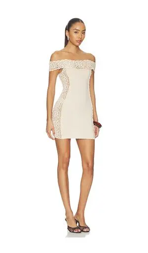 Frankies Bikinis Fleur Crochet Mini Dress In Cream